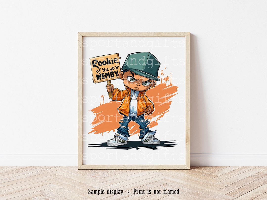 Victor Wembanyama Cartoon Illustration, Funny Wemby Fan Gift, Rookie of ...