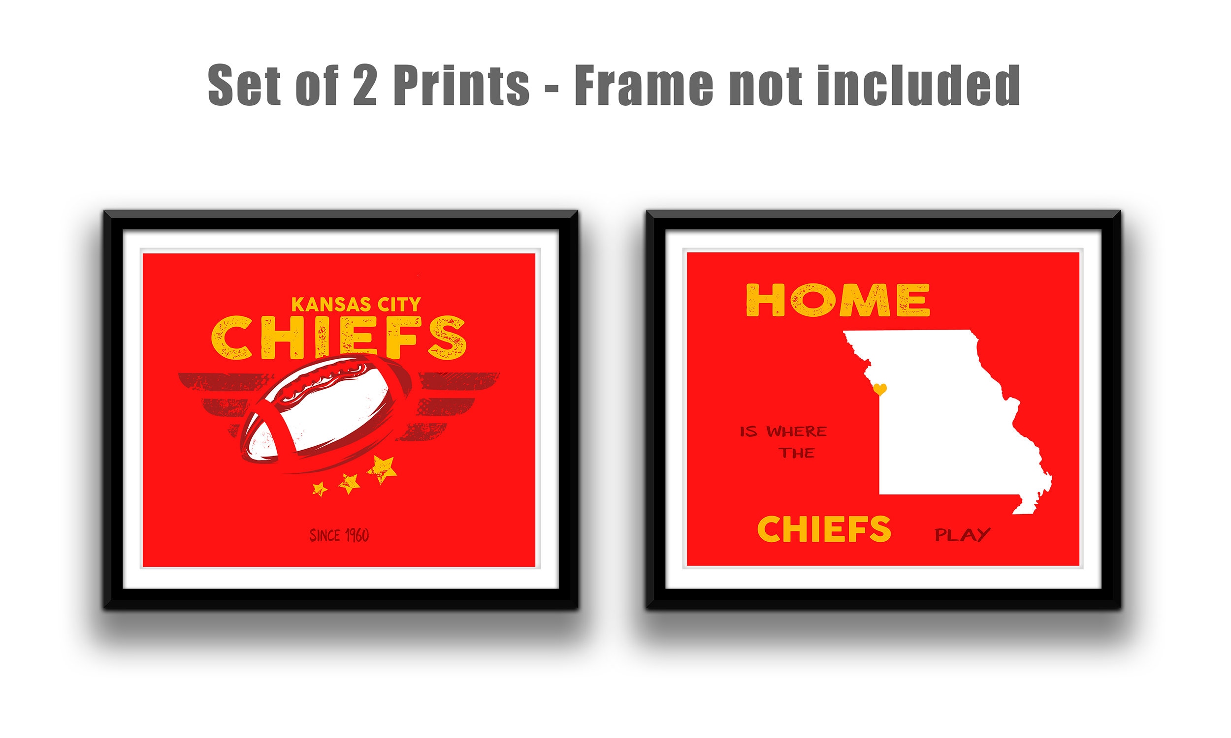 Kansas City Chiefs Fan Gift Football Poster Set of 2 Prints | Etsy