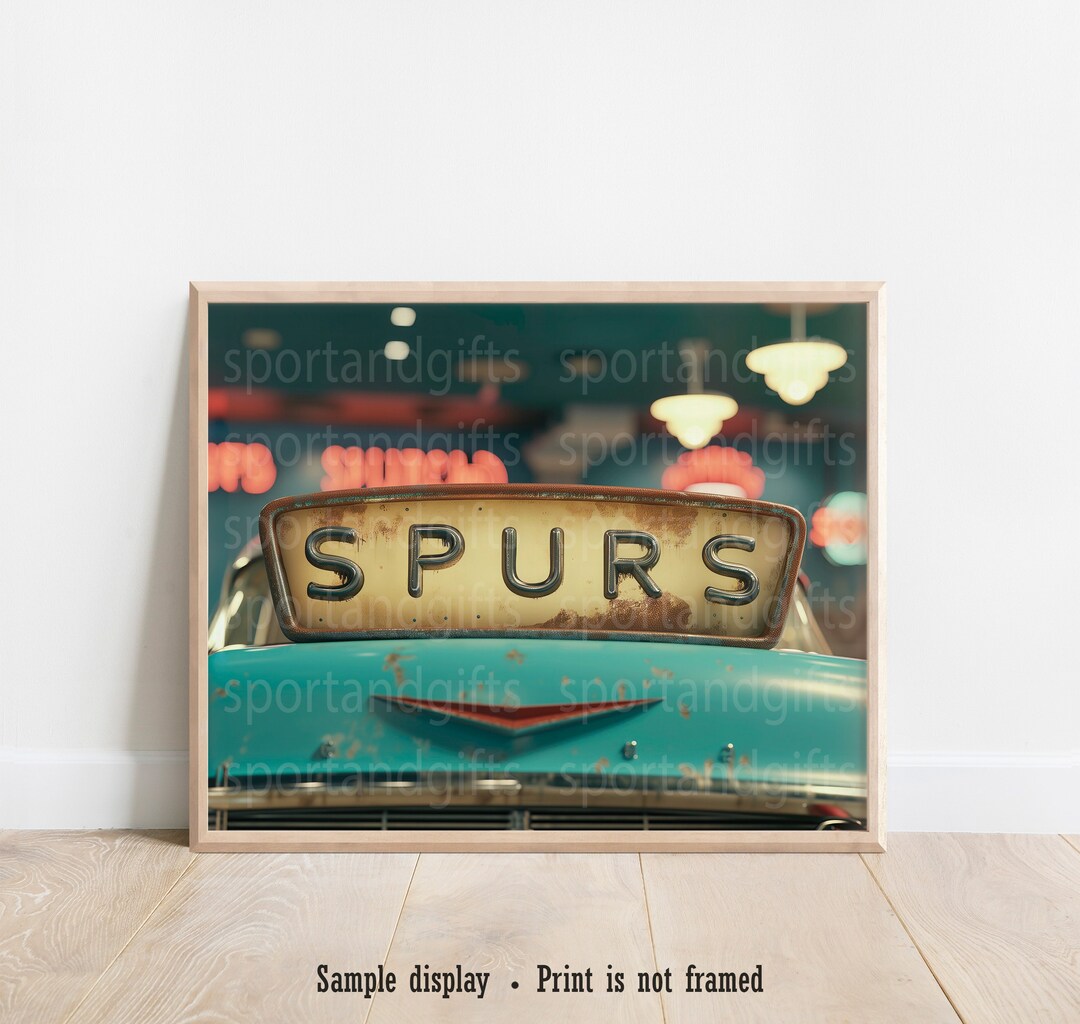 San Antonio Spurs Retro Sign Poster Print or Canvas, Vintage Spurs Fan ...
