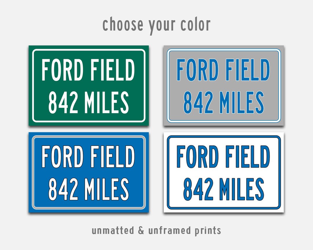 Personalized Ford Field Distance Sign: Detroit Lions Wall Art (poster ...
