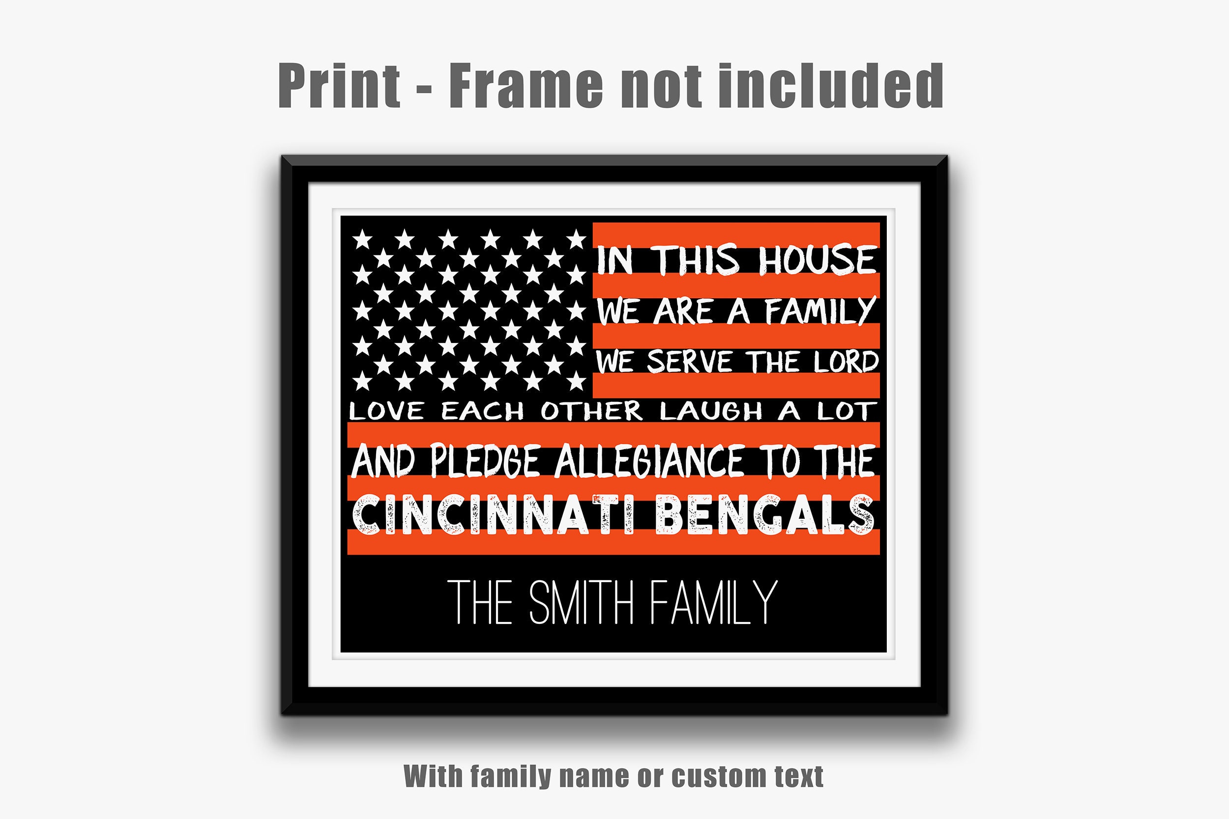 Personalized Cincinnati Bengals Family Flag Print or Canvas - Etsy