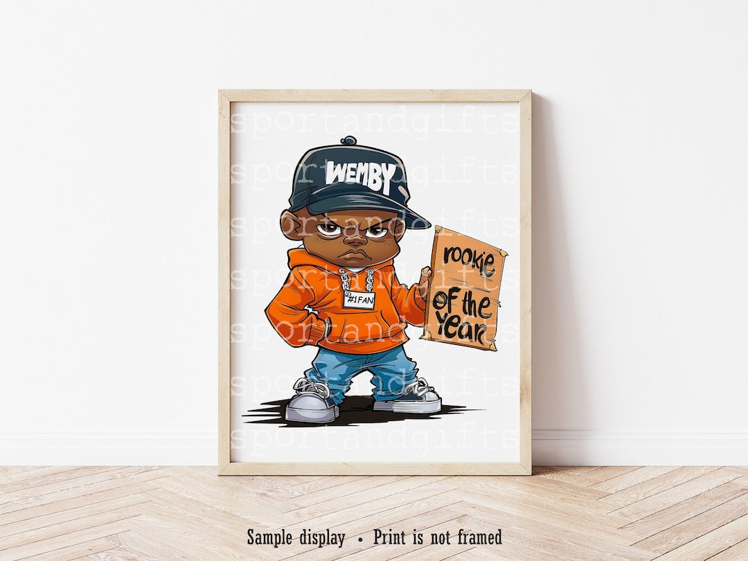 Wemby Rookie of the Year Cartoon Poster: Spurs Fan Art Print or Canvas ...