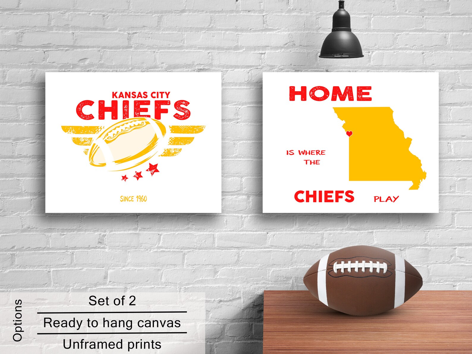 Kansas City Chiefs Fan Gift Football Poster Set of 2 Prints | Etsy
