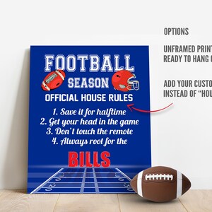 Buffalo Bills House Rules Poster: Football Fan Gift (print or Canvas ...