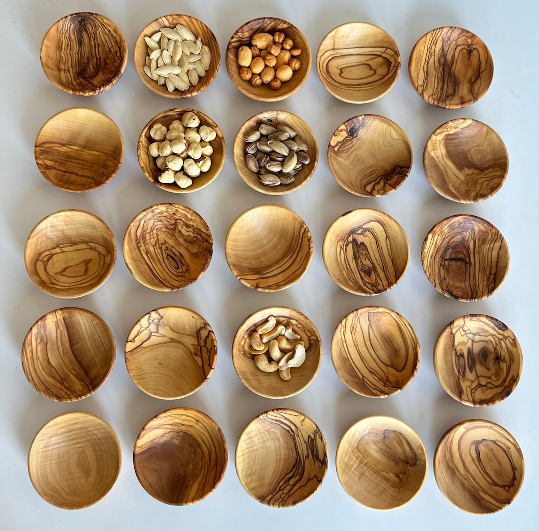 Olive Wood Sauce Bowls in Bulk, Olive Wood Mini Bowl, Christmas Bowls ...