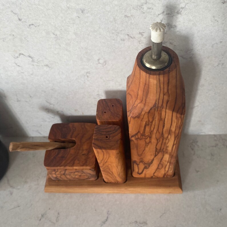 Handcrafted Olive Wood Dining Table Condiment Set - Menage Set - Etsy