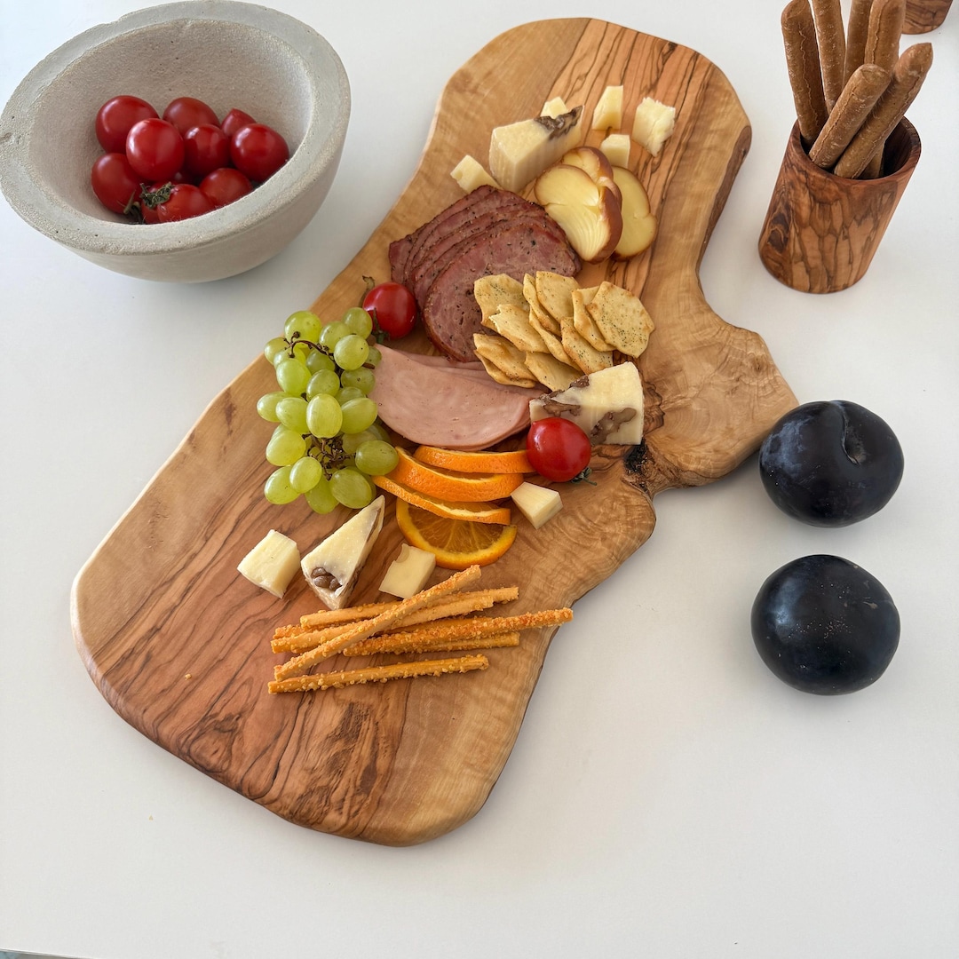Natural Olive Wood Cutting Board, Live Edge Rustic Charcuterie Board - Etsy