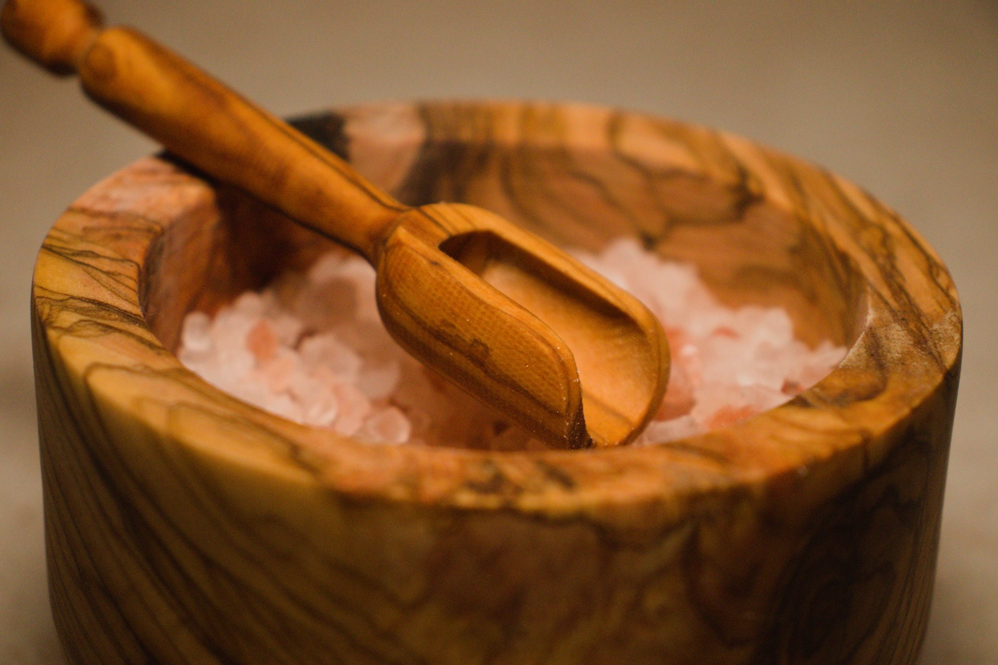 Olive Wood Salt Bowl With Spoon and Lid Wooden Salt Bowl - Etsy