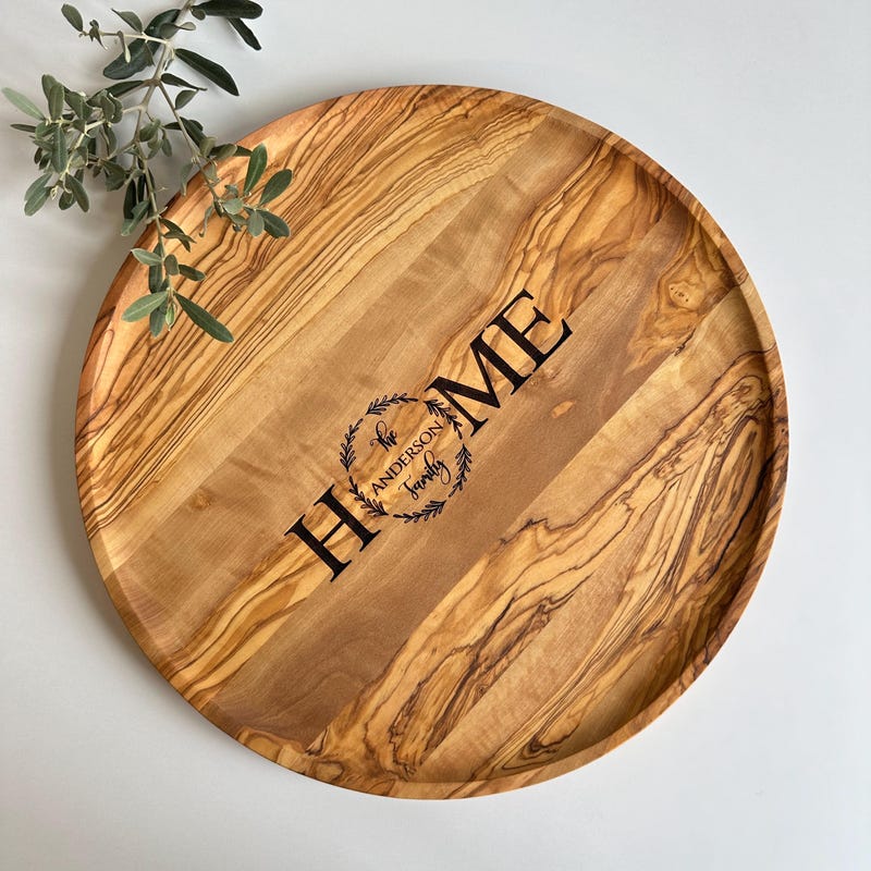 Olive Wood Tray Round - Etsy UK