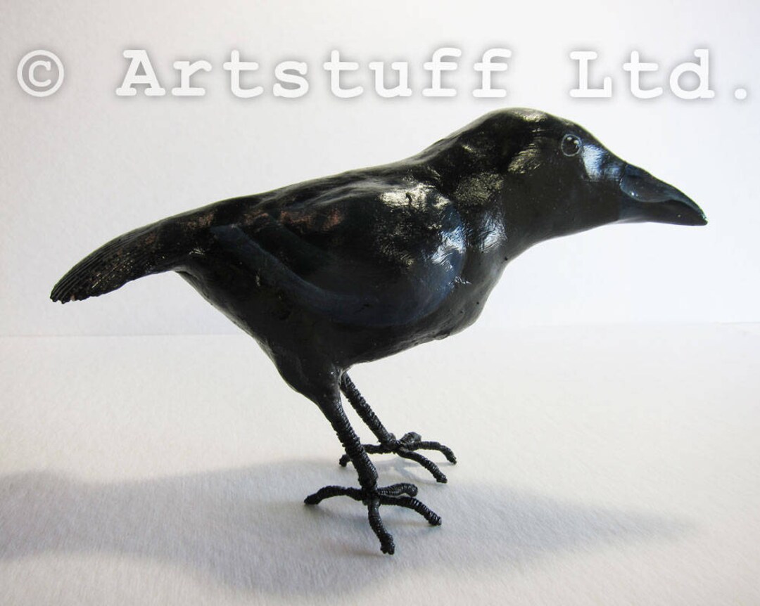 Mixed Media Clay and Wire Standing Crow Sculpture #1 - Etsy