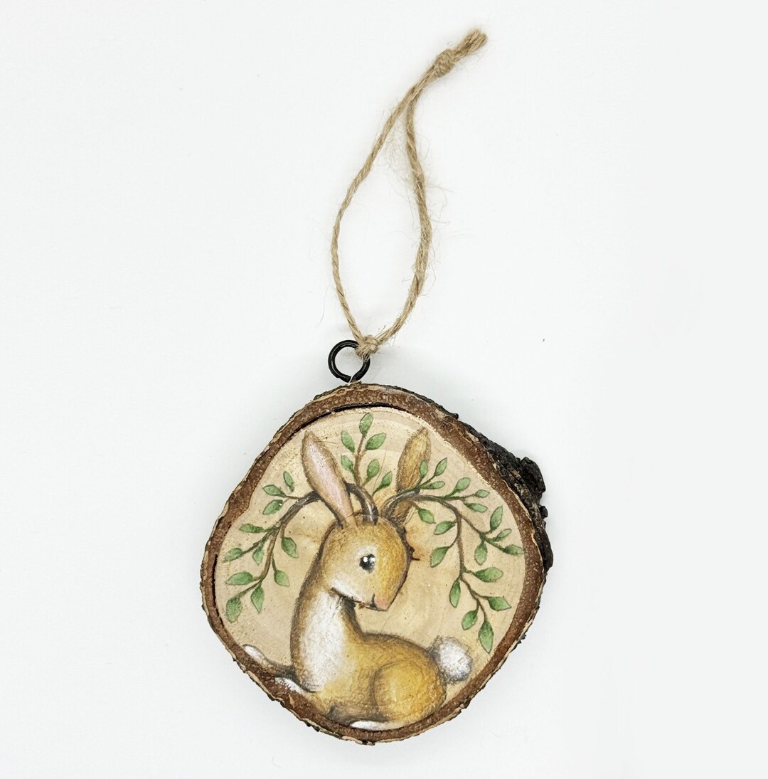 Magical Jackalope - Original Art on a Birch Slice - Etsy