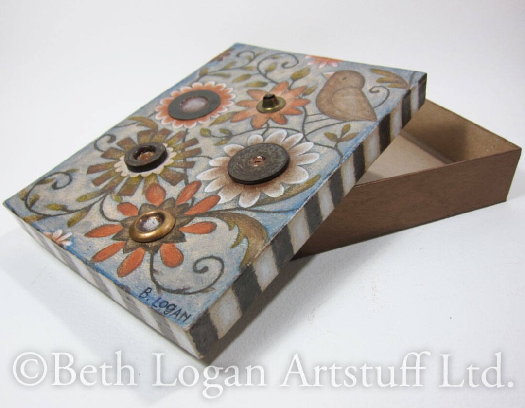 Hand-painted Mixed Media Paper Mache Stash Boxes - Original Art ...
