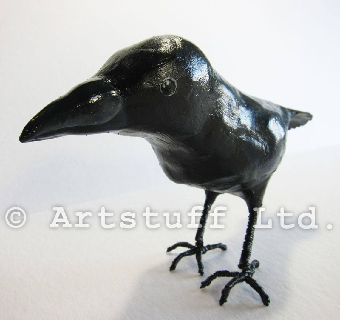Mixed Media Clay and Wire Standing Crow Sculpture 1 - Etsy