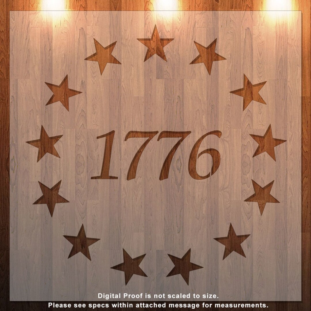1776 With Circle Stars, Independence, Holiday, Clear Stencil, Durable ...