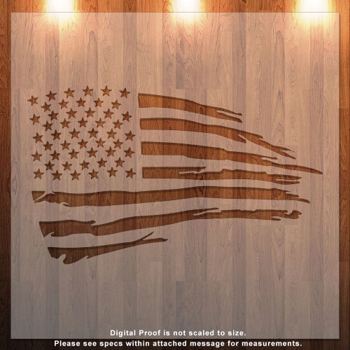American Flag Distressed Flag Torn Flag USA Stencil - Etsy