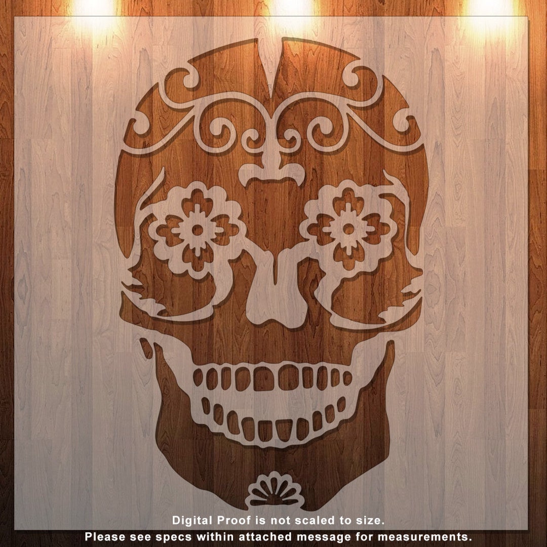 Mexican Skull, Sugar Skull, Clear Stencil, Durable, Reusable .007 Mil ...