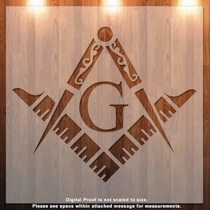 Compass and Square With G Masonic, Freemasonry, Stencil, Durable ...