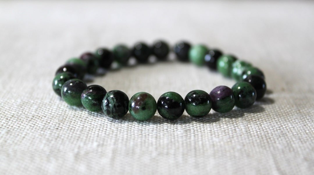 Reiki Charged Ruby Zoisite 8mm Bracelet Comfort Grief, Sorrow, Turn ...