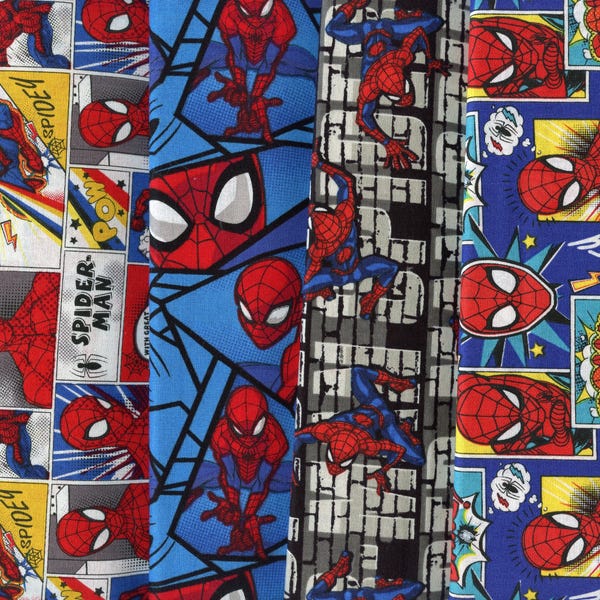 Spiderman Print Fabric - Etsy UK