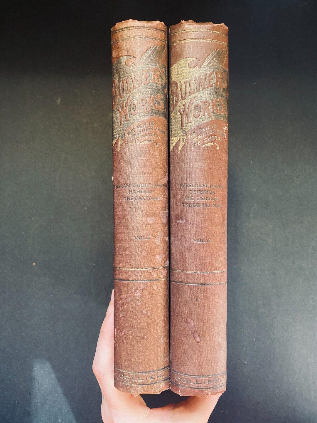1880 - Bulwers Works - Lytton - Volume 1 and 2 - Pompeii - Caxtons ...