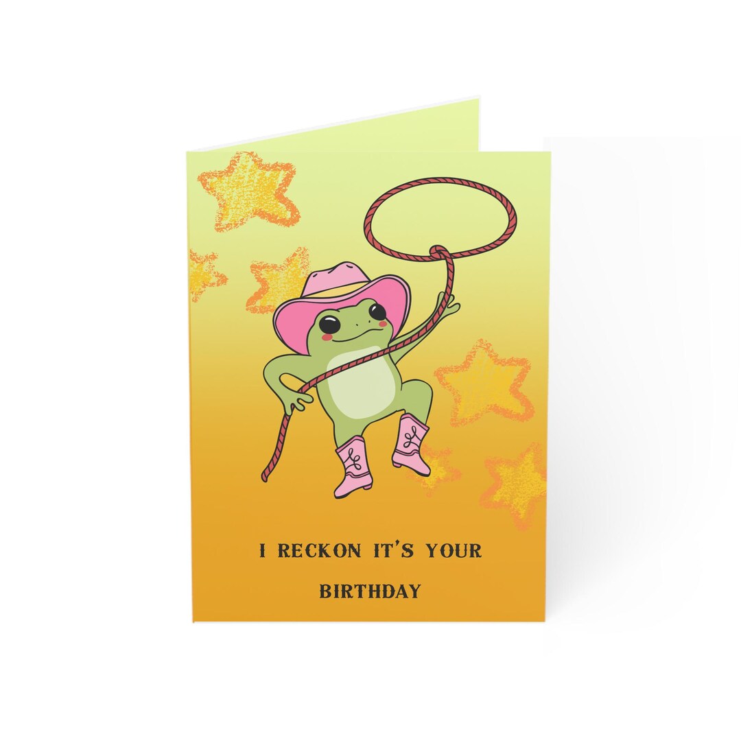 Funny Country Cowboy Frog Birthday Greeting Card, Birthday Card, Meme ...