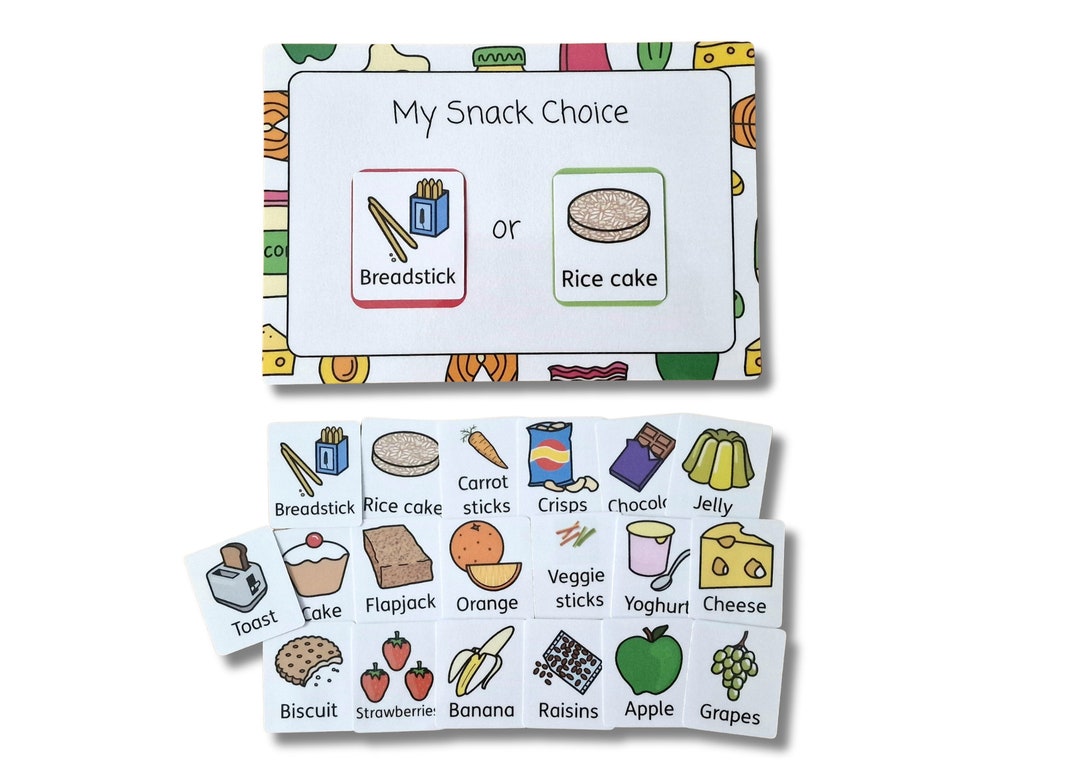 Food Snack Choice Board With Food Flashcards - Autism, SEN - Etsy UK