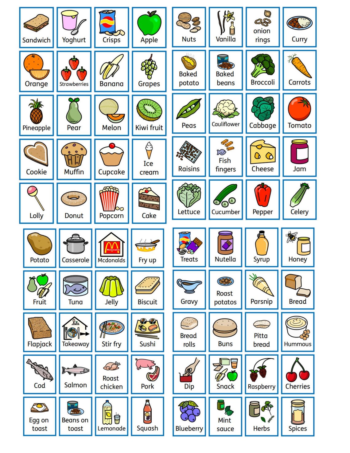 140 Food Flashcards - Autism, SEN, Now and Next, Visual Aid - Etsy