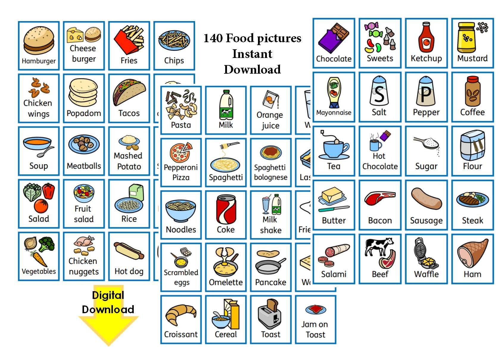 140 Food Flashcards - Autism, SEN, Now and Next, Visual Aid - Etsy UK