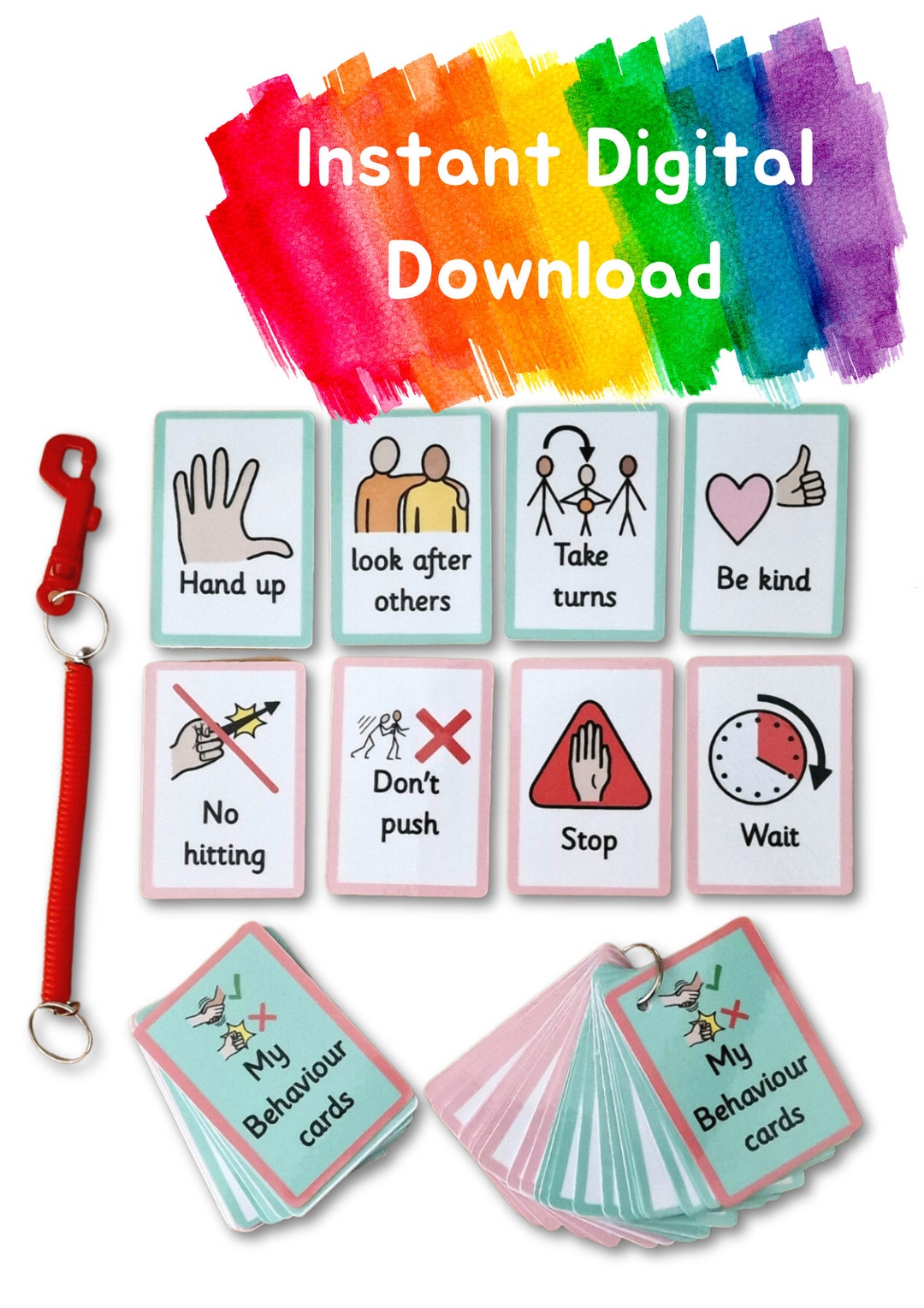 Behaviour Flashcards - Instant Download - Etsy