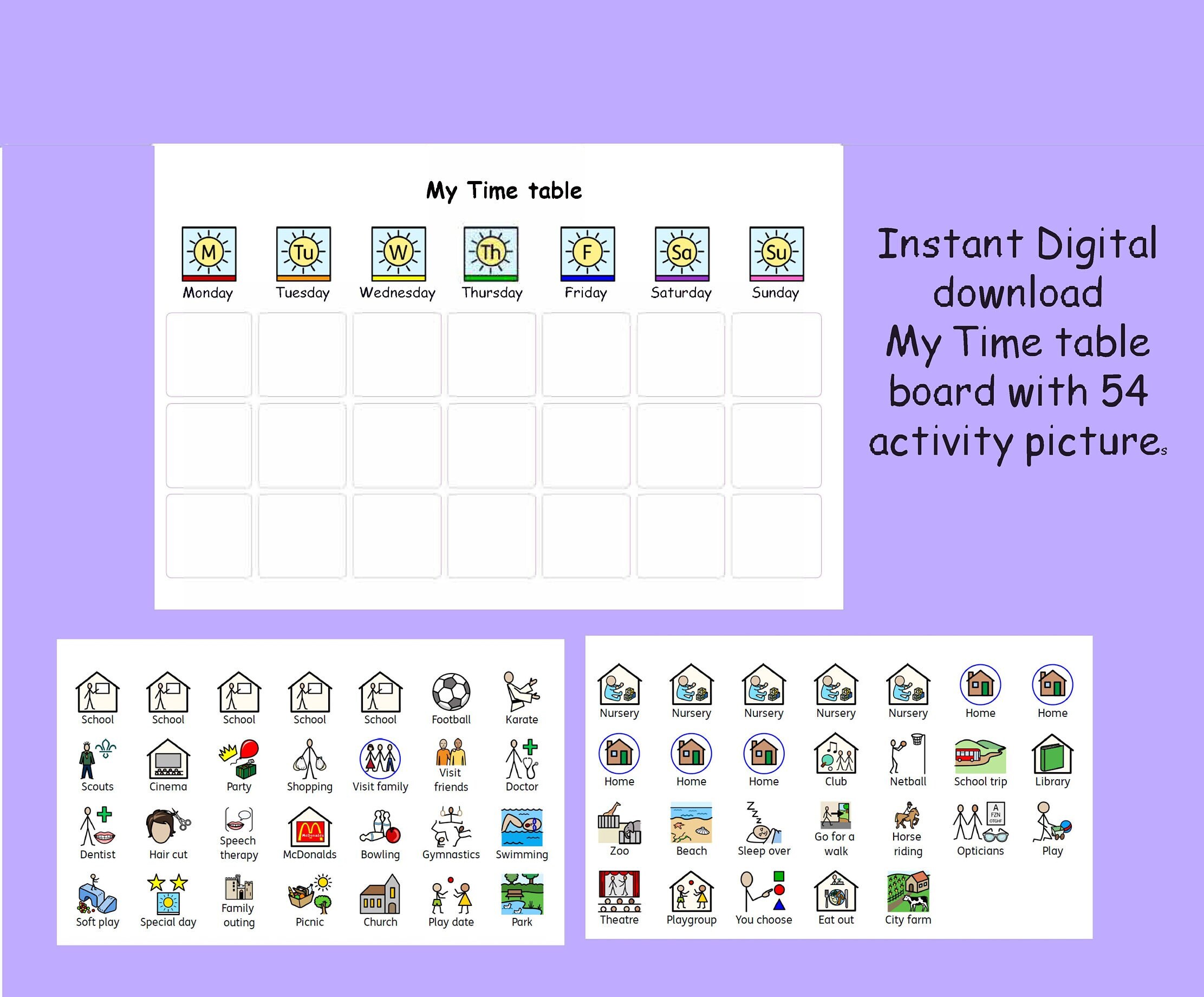 Weekly Planner and Symbols - Autism, SEN, Now and Next, Visual Aid ...