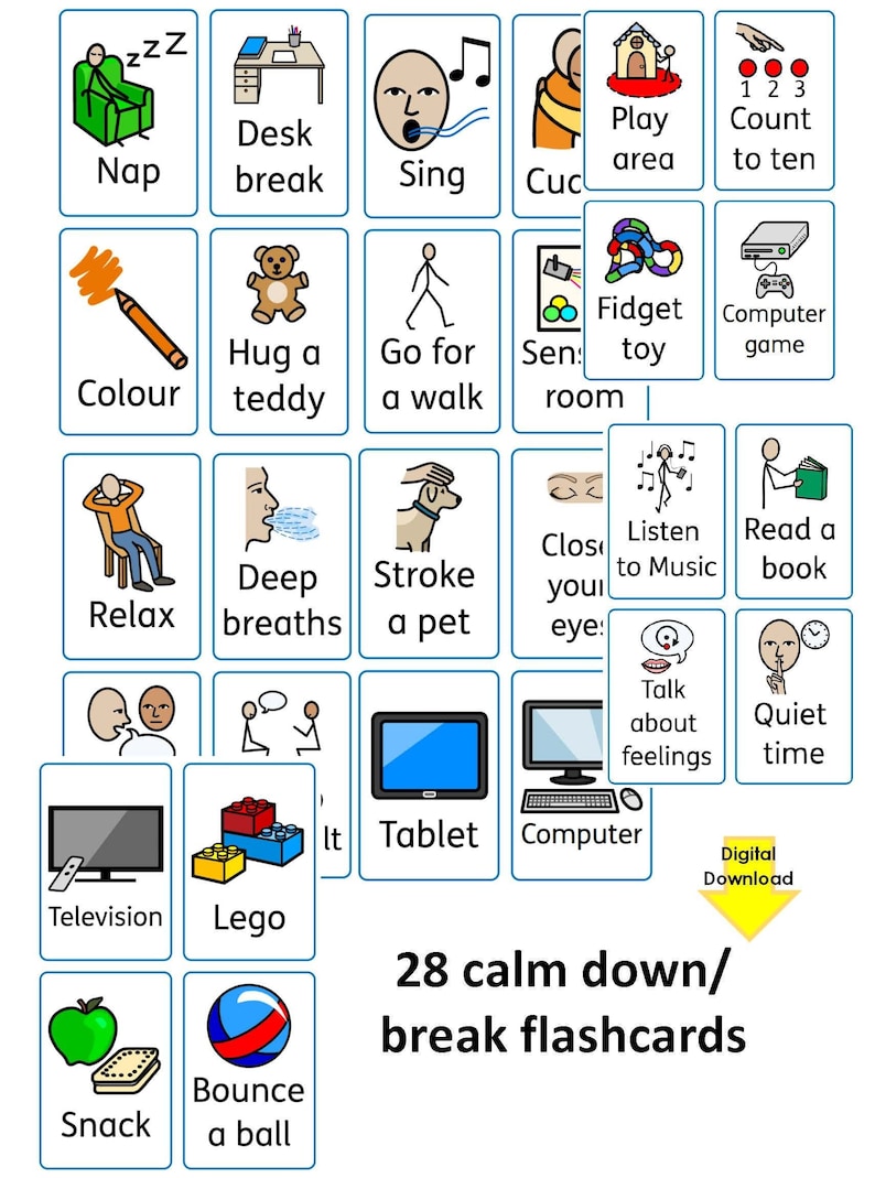 Calm Down Technique Flashcards - Autism, SEN, Now and Next, Visual Aid ...