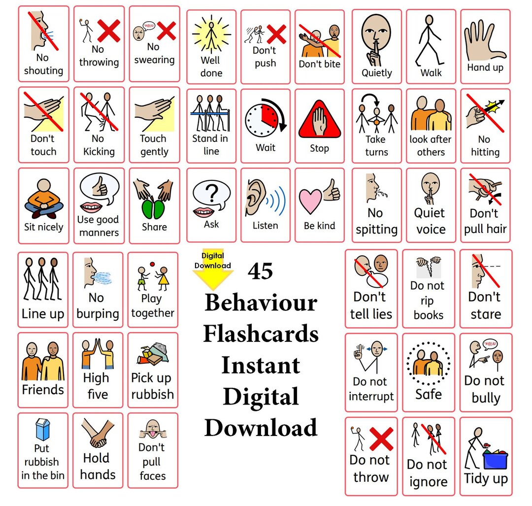 Behaviour Flashcards - Autism, SEN, Now and Next, Visual Aid - Etsy