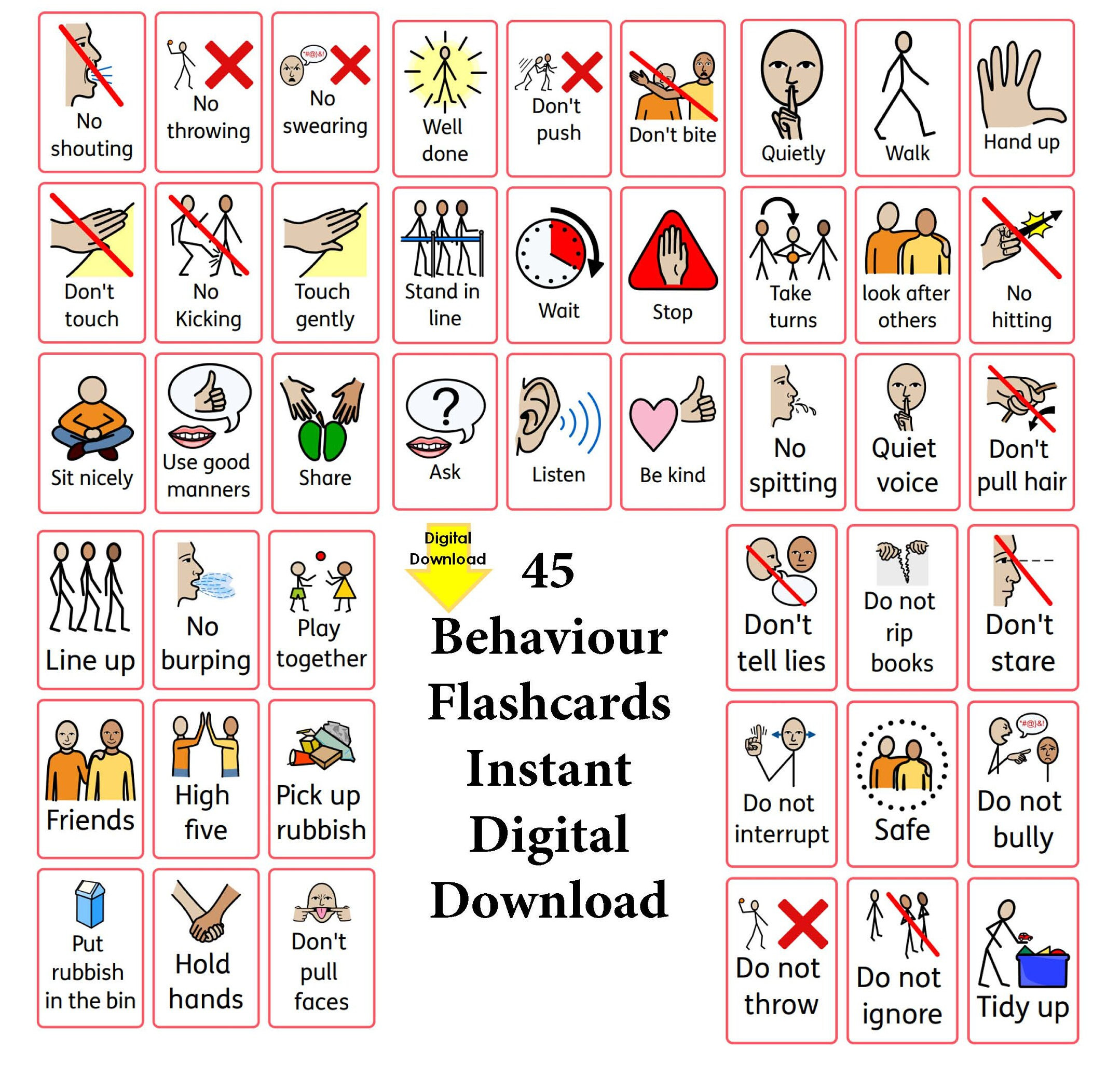 Behaviour Flashcards - Autism, SEN, Now and Next, Visual Aid - Etsy