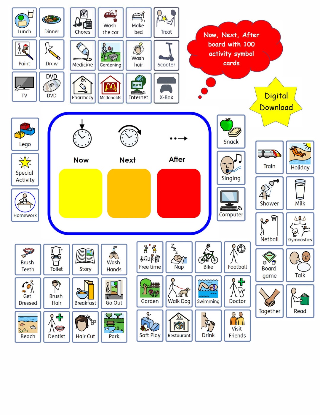 Now and Next Board With 100 Activity Cards 5cm X 4.5cm- Autism, SEN ...