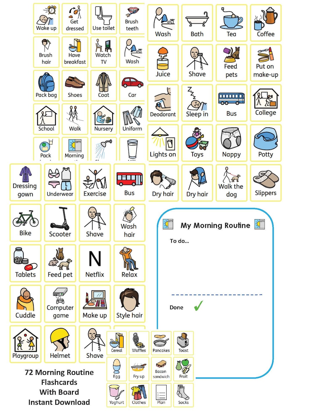 Morning Routine Board With 72 Activity Cards - Now and Next - Autism ...