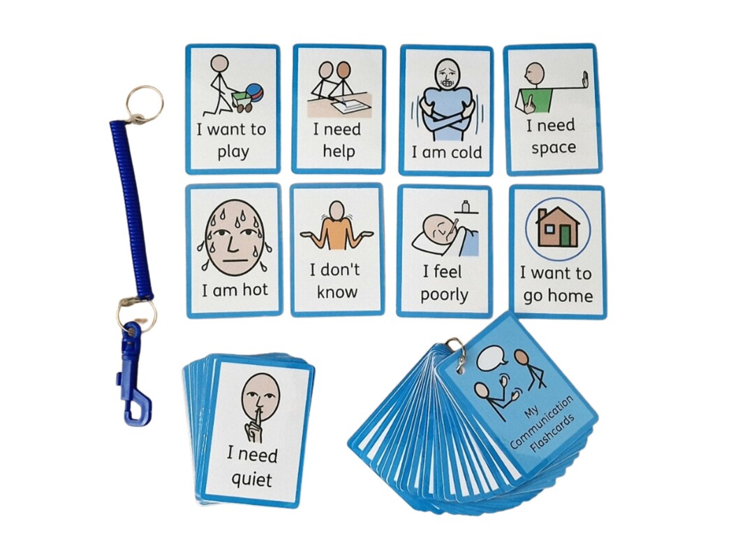 Communication Flashcards on a Keychain - Etsy