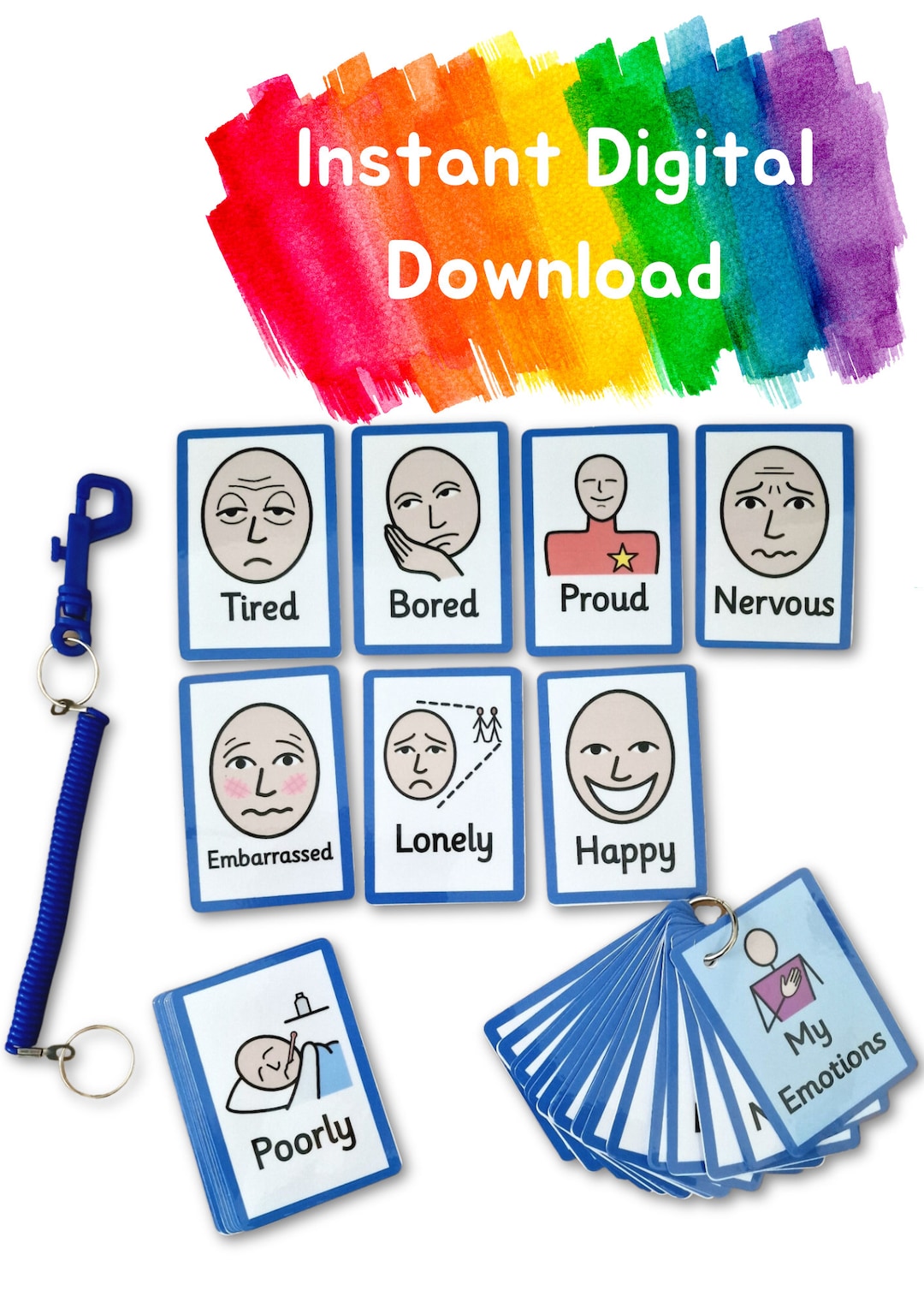Emotions Flashcards - Instant Download - Etsy