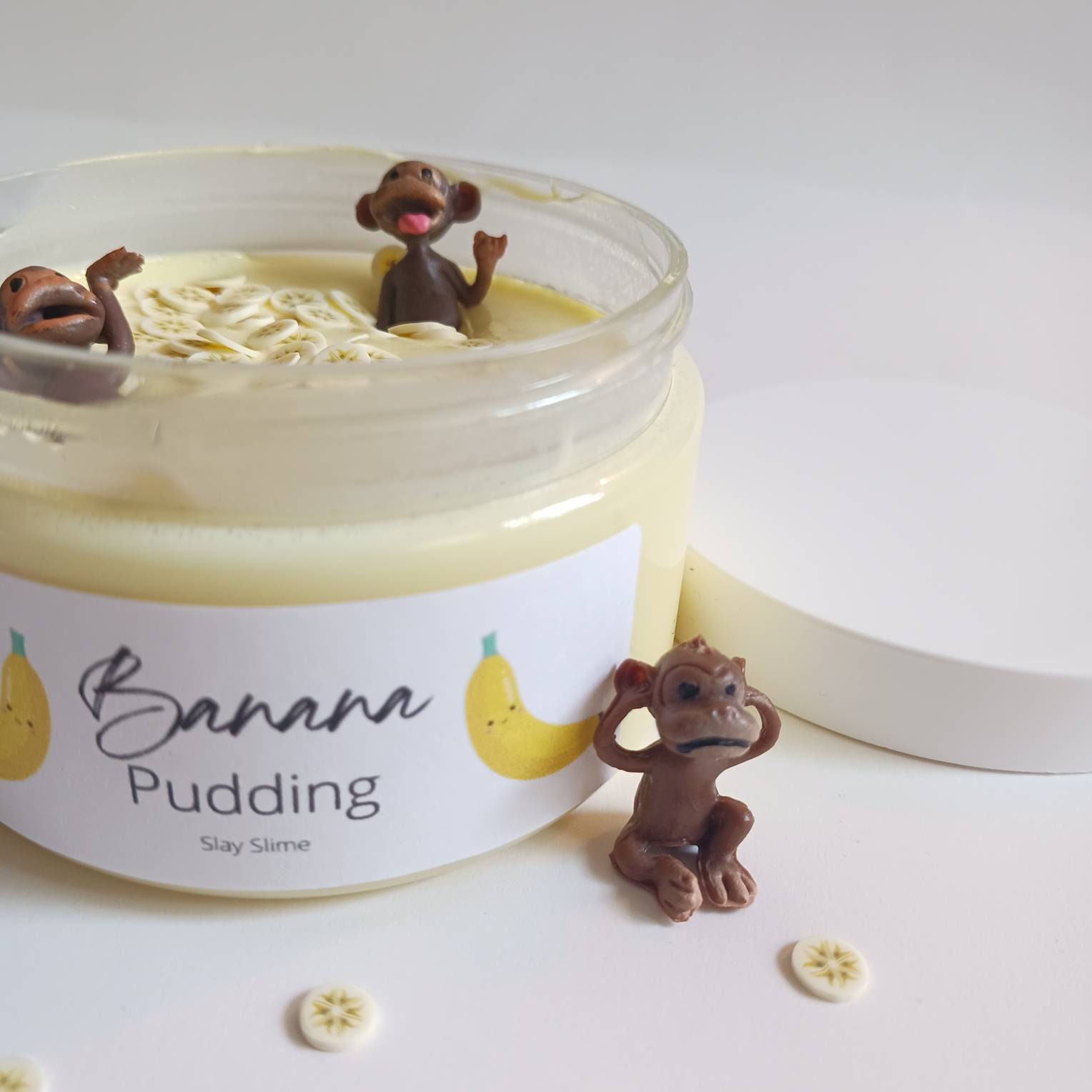 Banana Pudding Slay Slime With Three Randomly Posing Monkeys and Clay ...