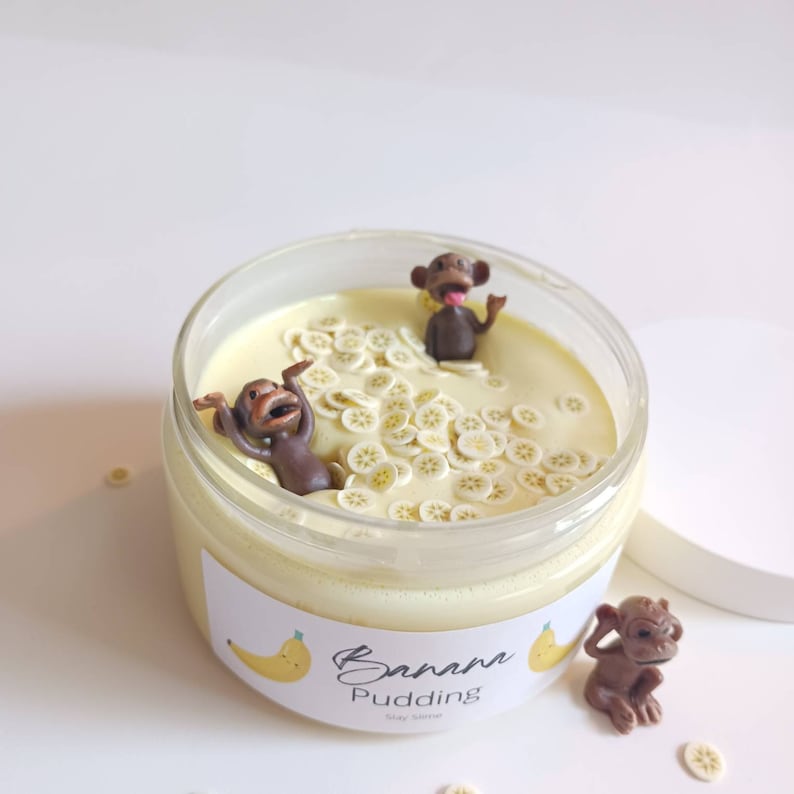 Banana Pudding Slay Slime With Three Randomly Posing Monkeys and Clay ...