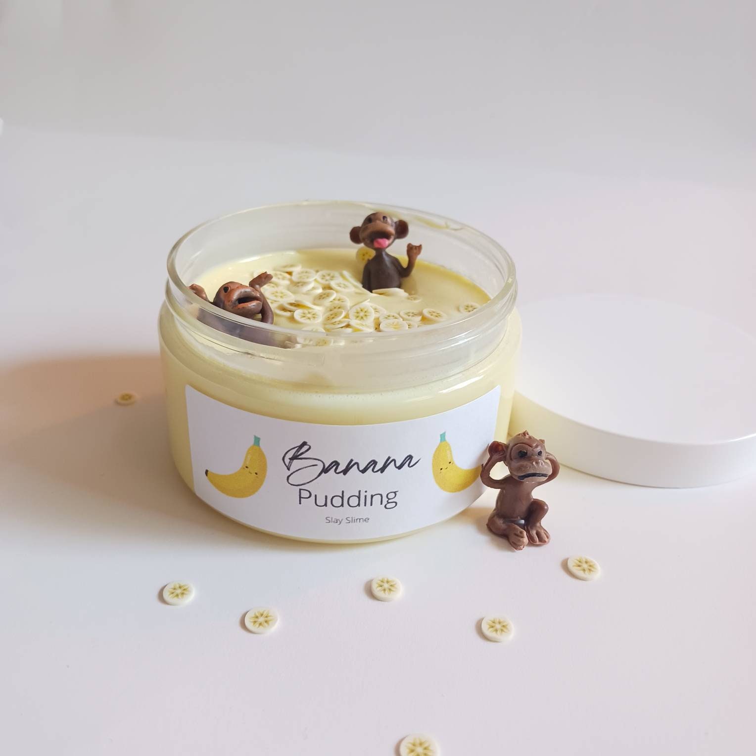 Banana Pudding Slay Slime With Three Randomly Posing Monkeys and Clay ...