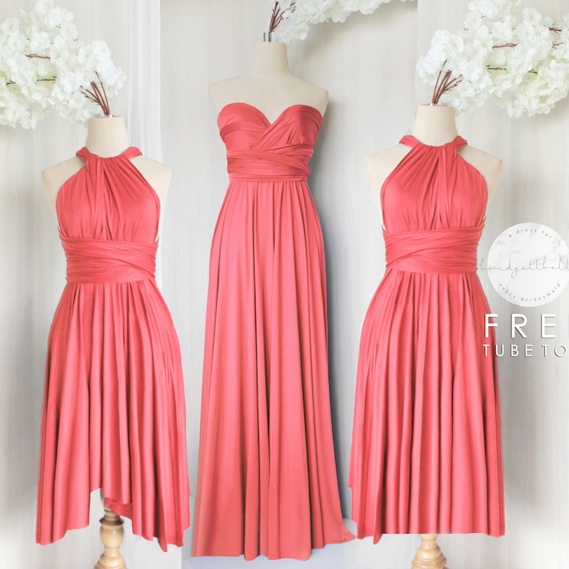 Coral Prom Dress - Etsy