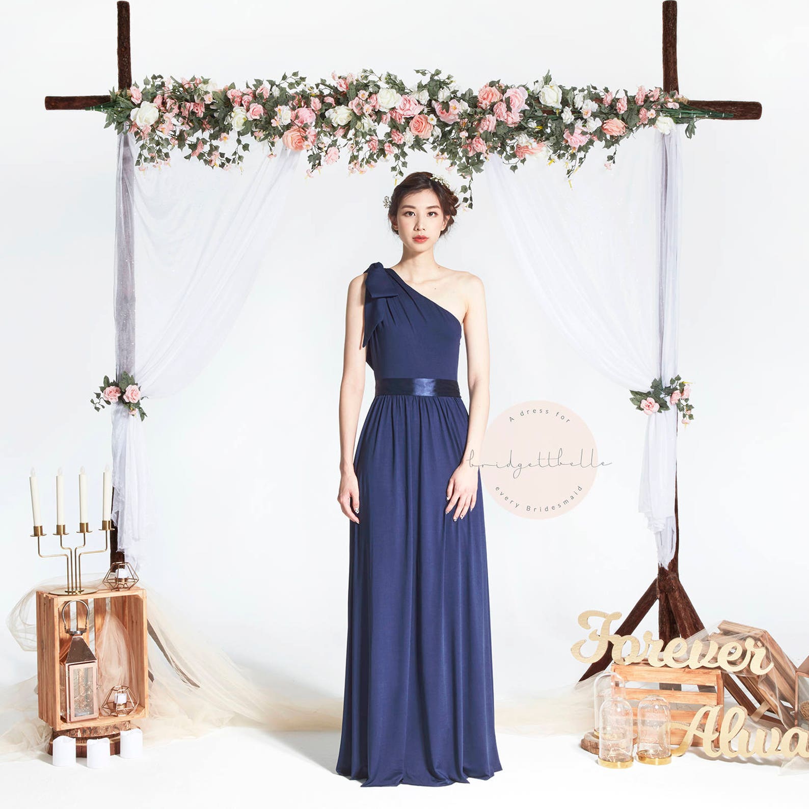 BB Daeva in Navy Blue One Shoulder Toga Floor Length Boho - Etsy