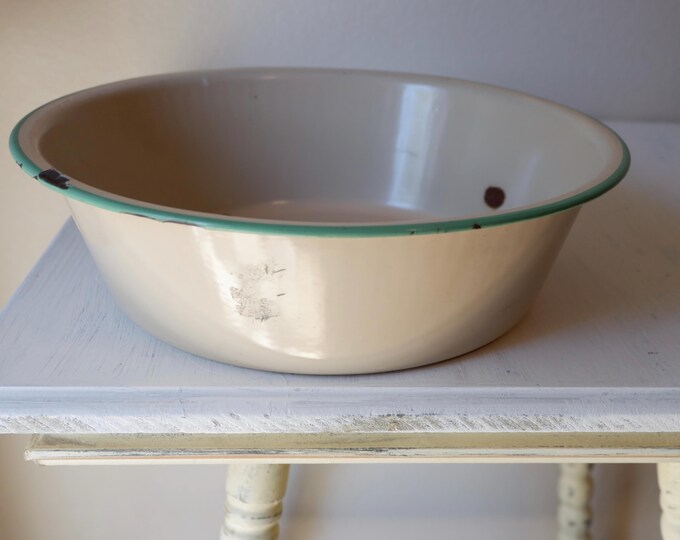 Antique Enamel Wash Basin | Farmhouse Tub | Unique Colors- Beige With ...