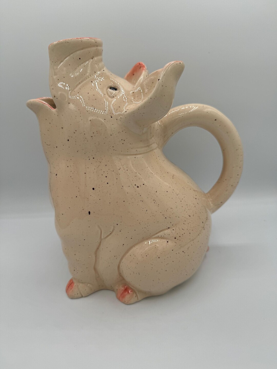 Large Vintage Ballet Pink Piggy Picther | Speckled Paint Pattern | Pig ...