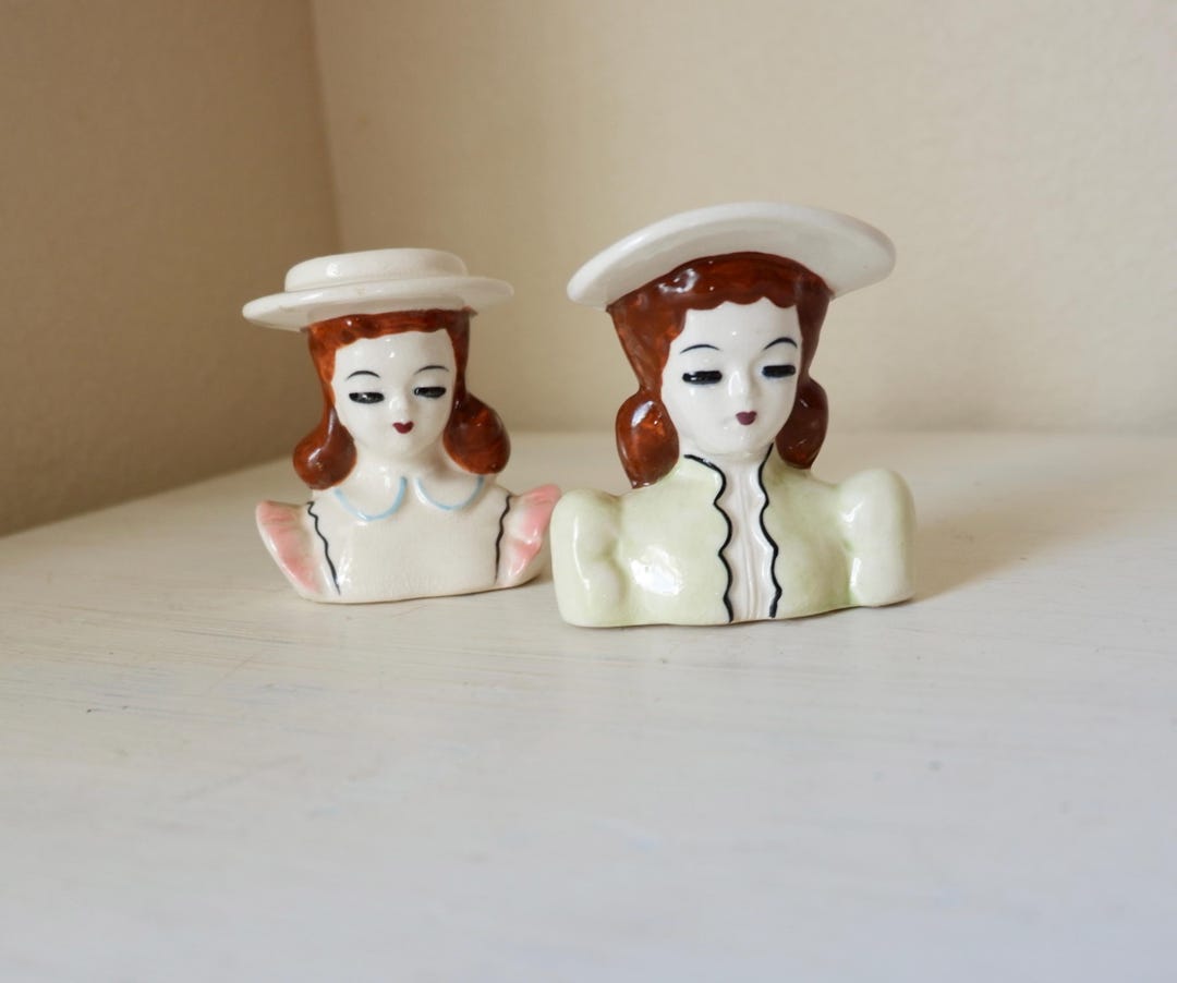 Vintage Lady Head Vases Petite Vase Mid Century Lady Face Vases - Etsy