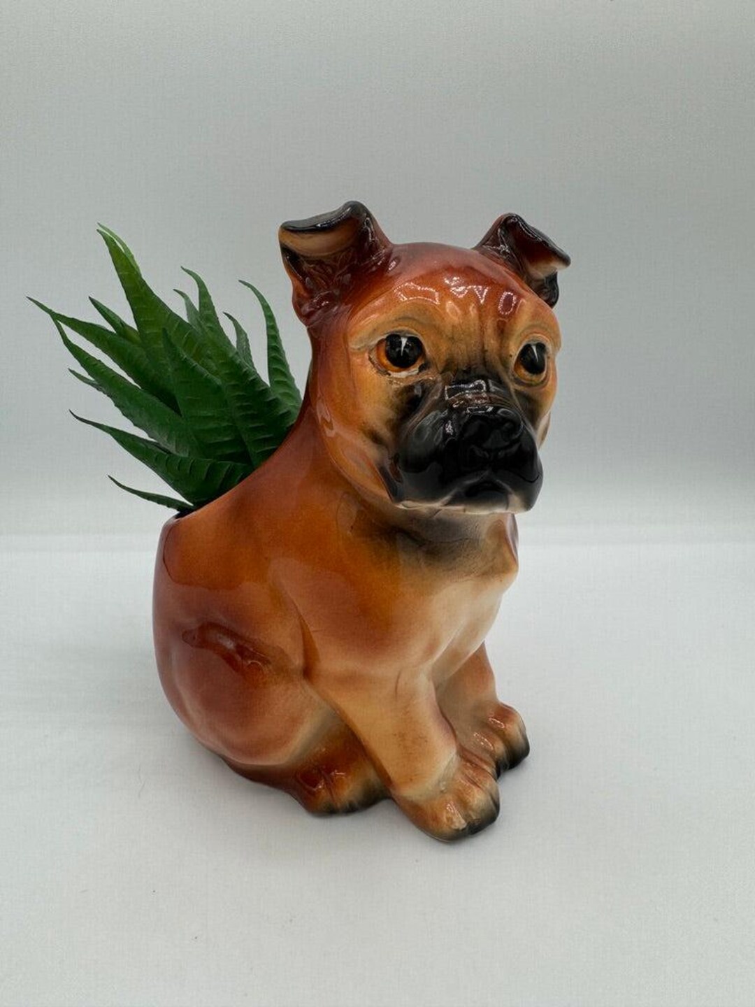 Vintage Lefton Boxer Planter 4906 Dog Mid-century Boxer Dog Succulent ...