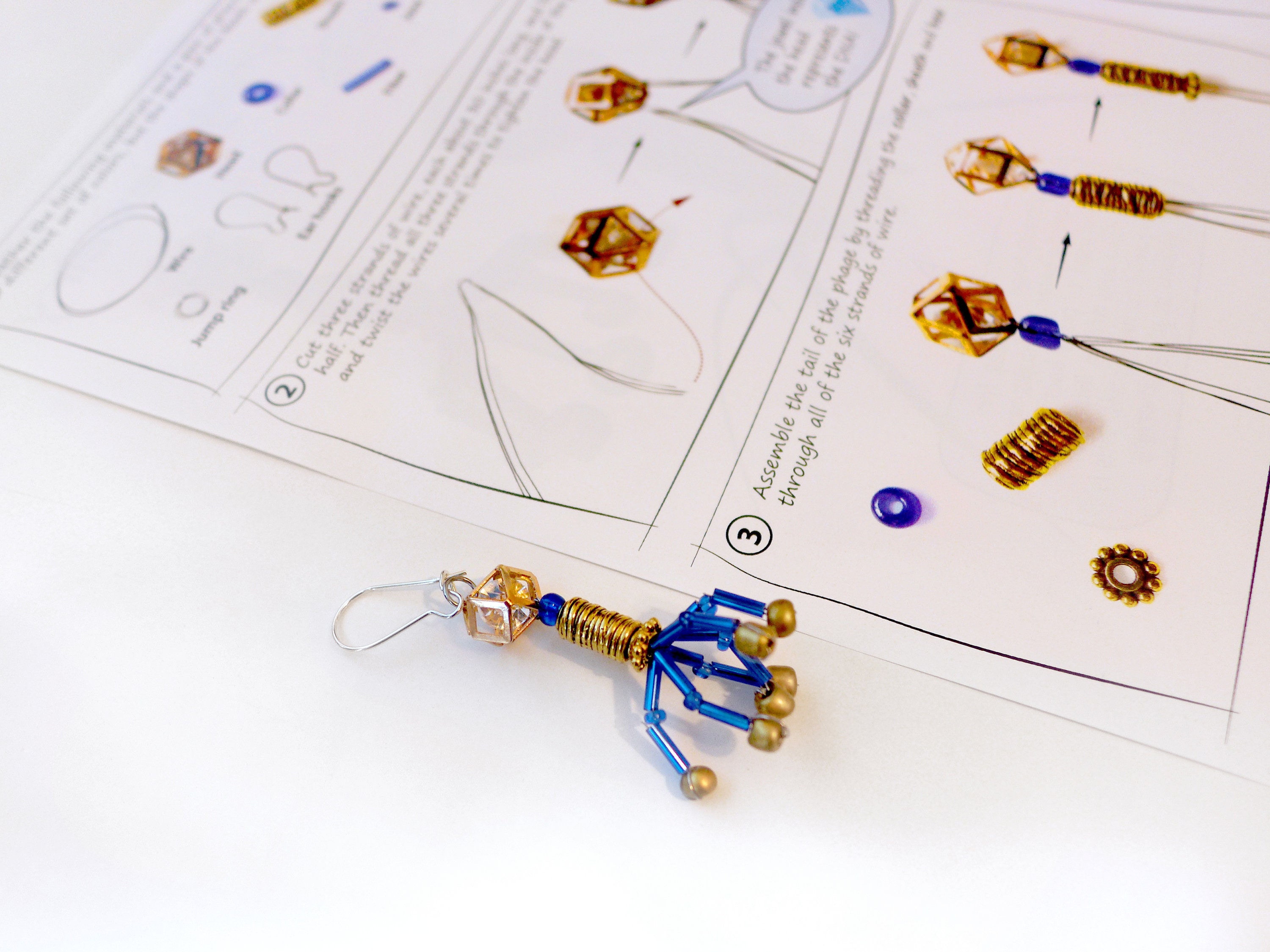 DIY Bacteriophage Jewelry Kit Necklace or Earrings, STEM Craft Activity ...