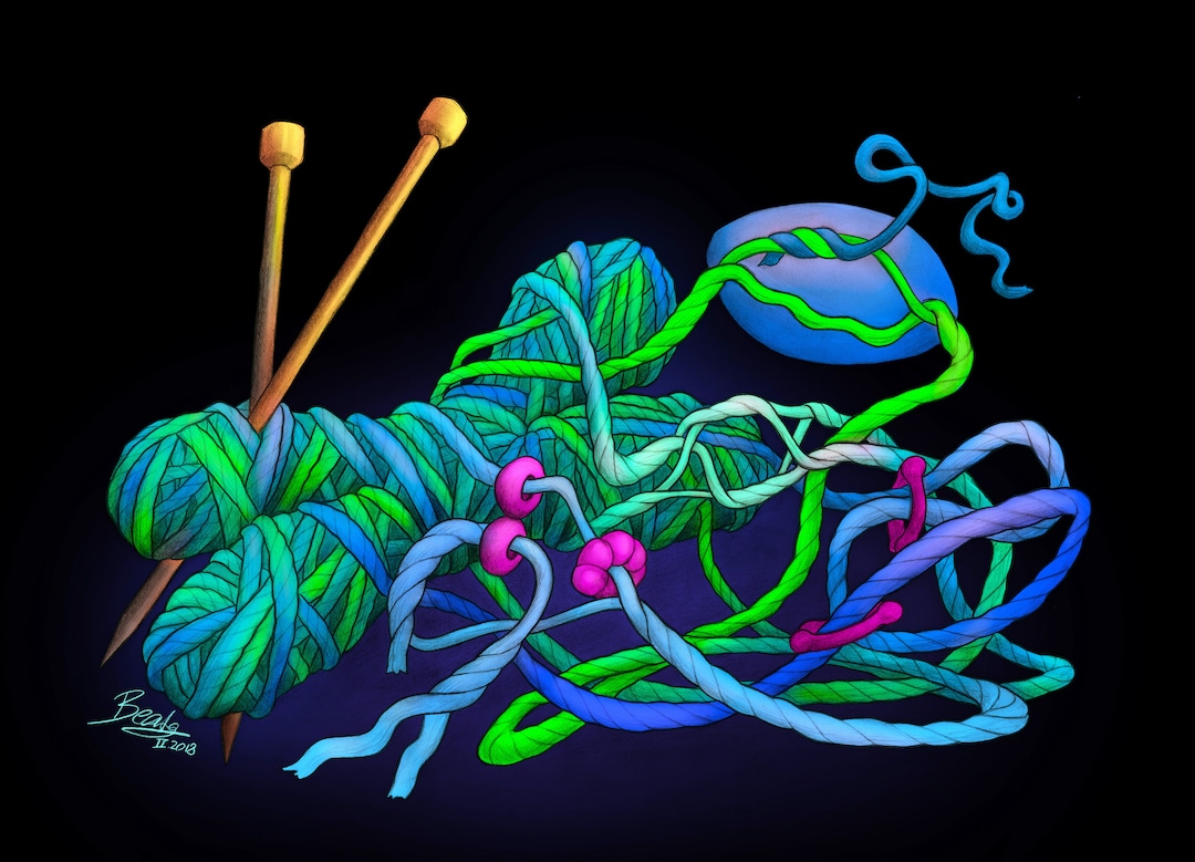 DNA Yarn (green) - Science Art Print (molecular Biology, Replication ...