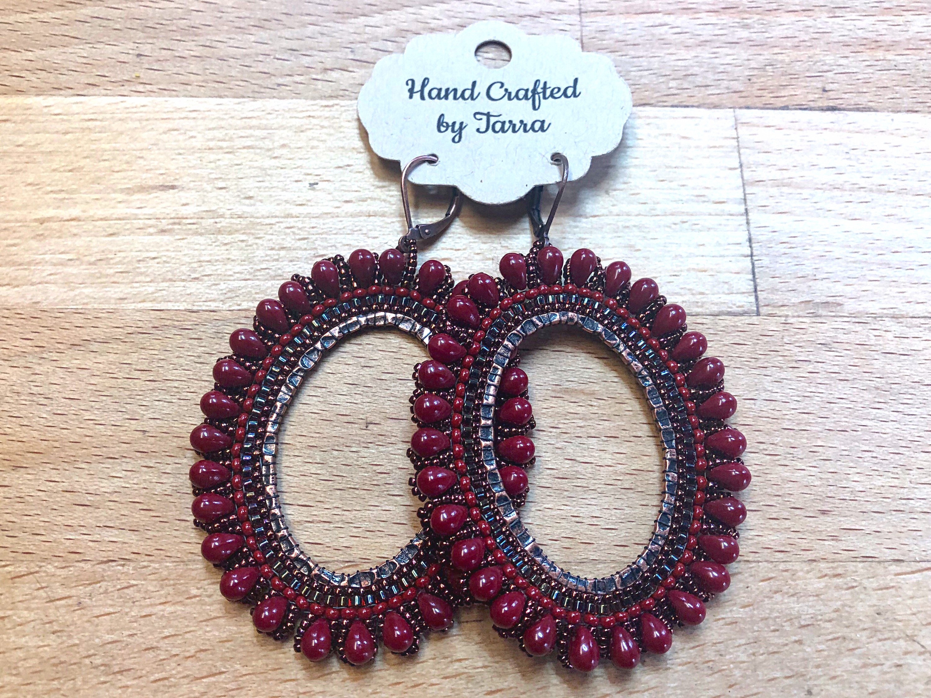 Hoop Earrings, Red Hoop Earrings, Dangle Earrings, Oval Hoop Earrings ...