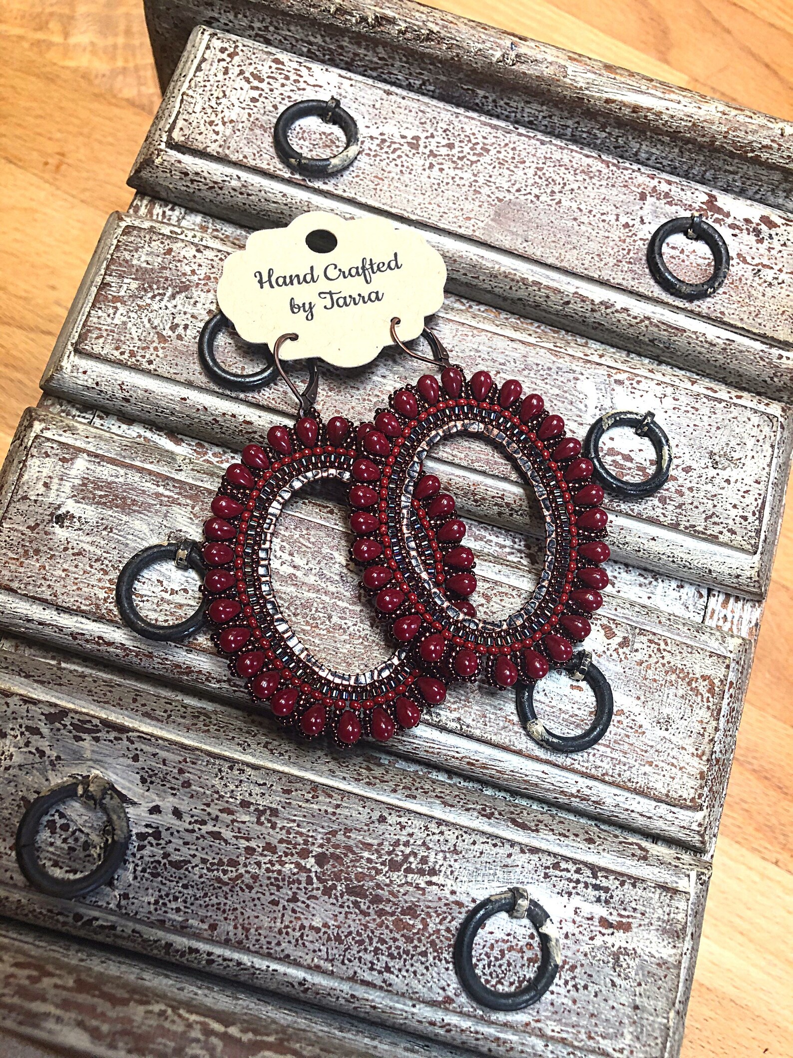 Hoop Earrings, Red Hoop Earrings, Dangle Earrings, Oval Hoop Earrings ...